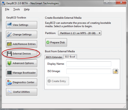 Boot your computer from ISO image with EasyBCD 2.0 beta